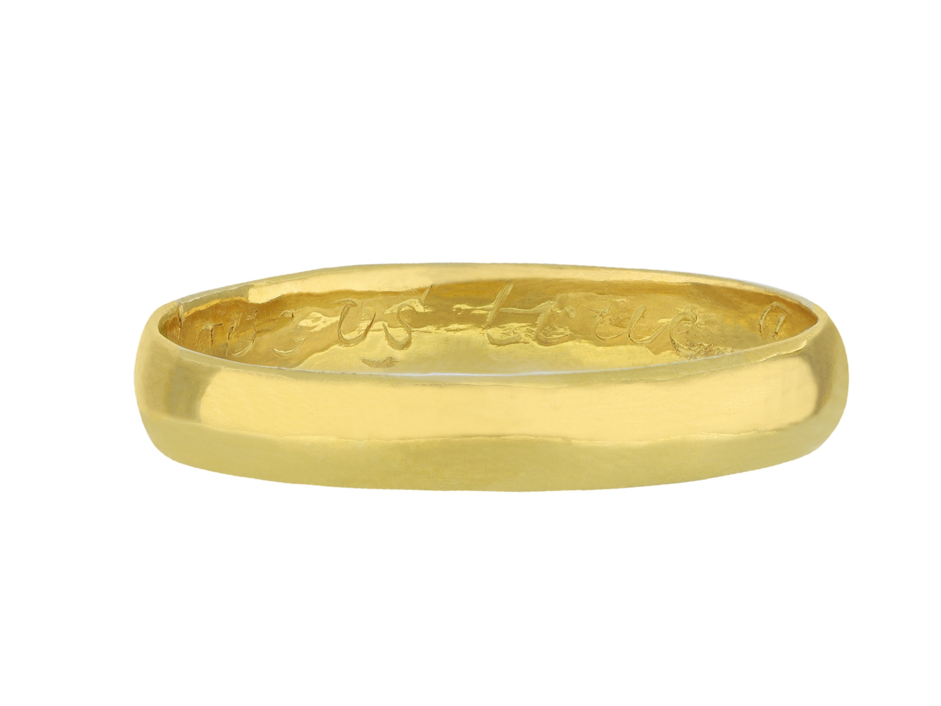 Gold posy ring, ‘The love is true IOU&r | Ref 26798