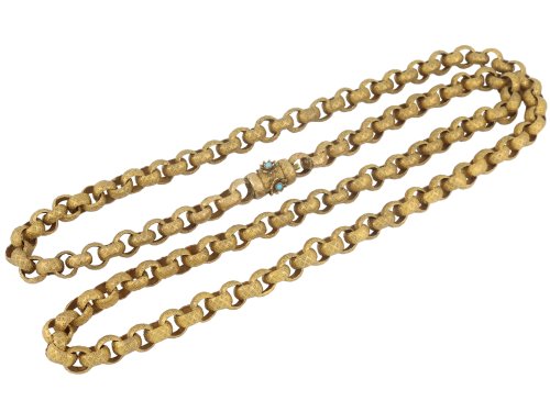 Georgian gold chain with turquoise set clasp, | Ref 27144