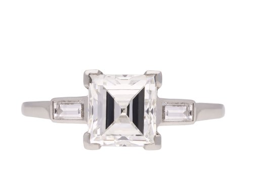 Art Deco square step cut diamond ring, Americ | Ref 28388