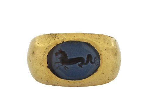 Ancient Roman Hippocampus intaglio ring, circ | Ref 28589